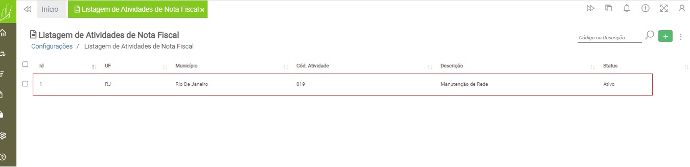 Cadastro de Atividades de NF | Wiki Sinapse